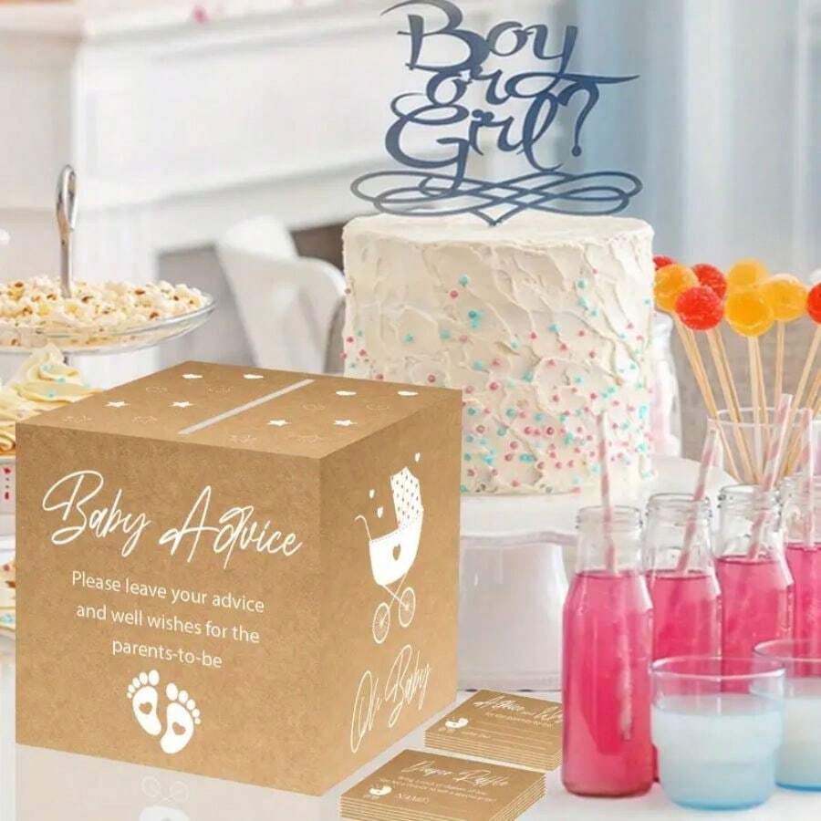 Baby Gender Reveal Voting Box With 51 Pieces Ballot Cards Baby Shower ...