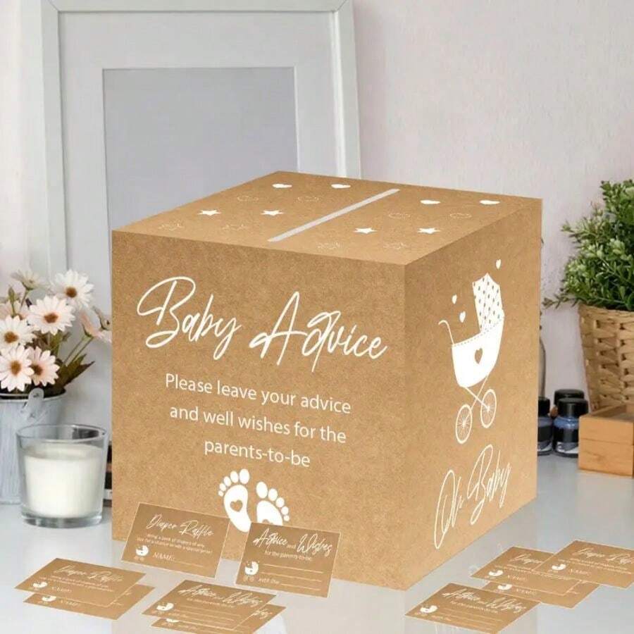 Baby Gender Reveal Voting Box With 51 Pieces Ballot Cards Baby Shower ...