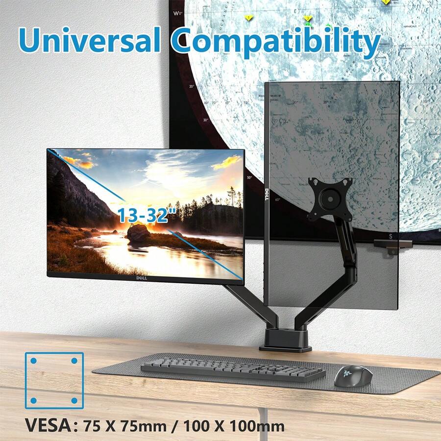 FORGING MOUNT Dual Monitor Arms - Height Adjustable Computer Monitor ...