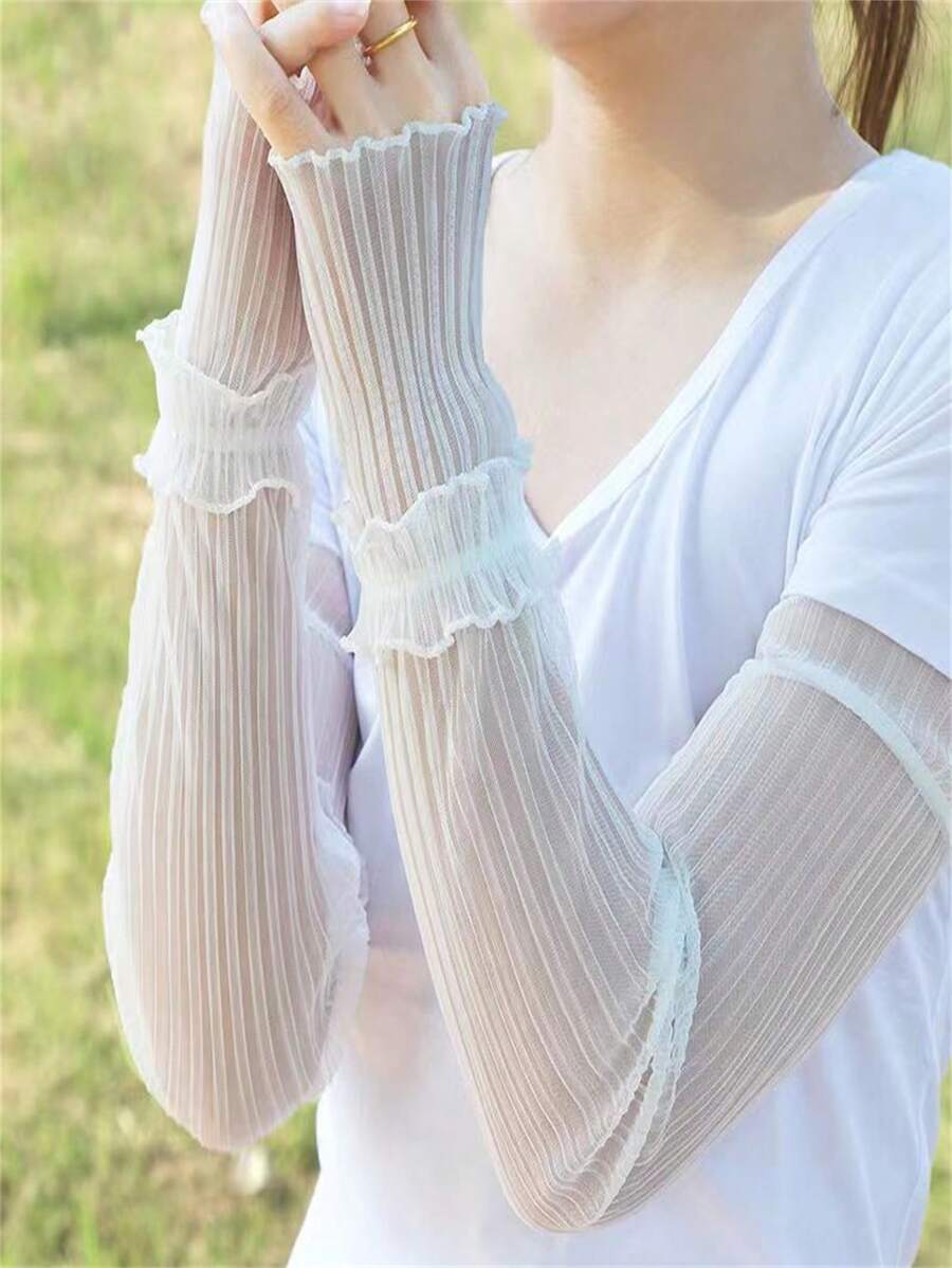 1 Pair Women Anti-UV Arm Sleeves, Summer Driving Gloves With Mesh Design To Protect Arms From UV ...