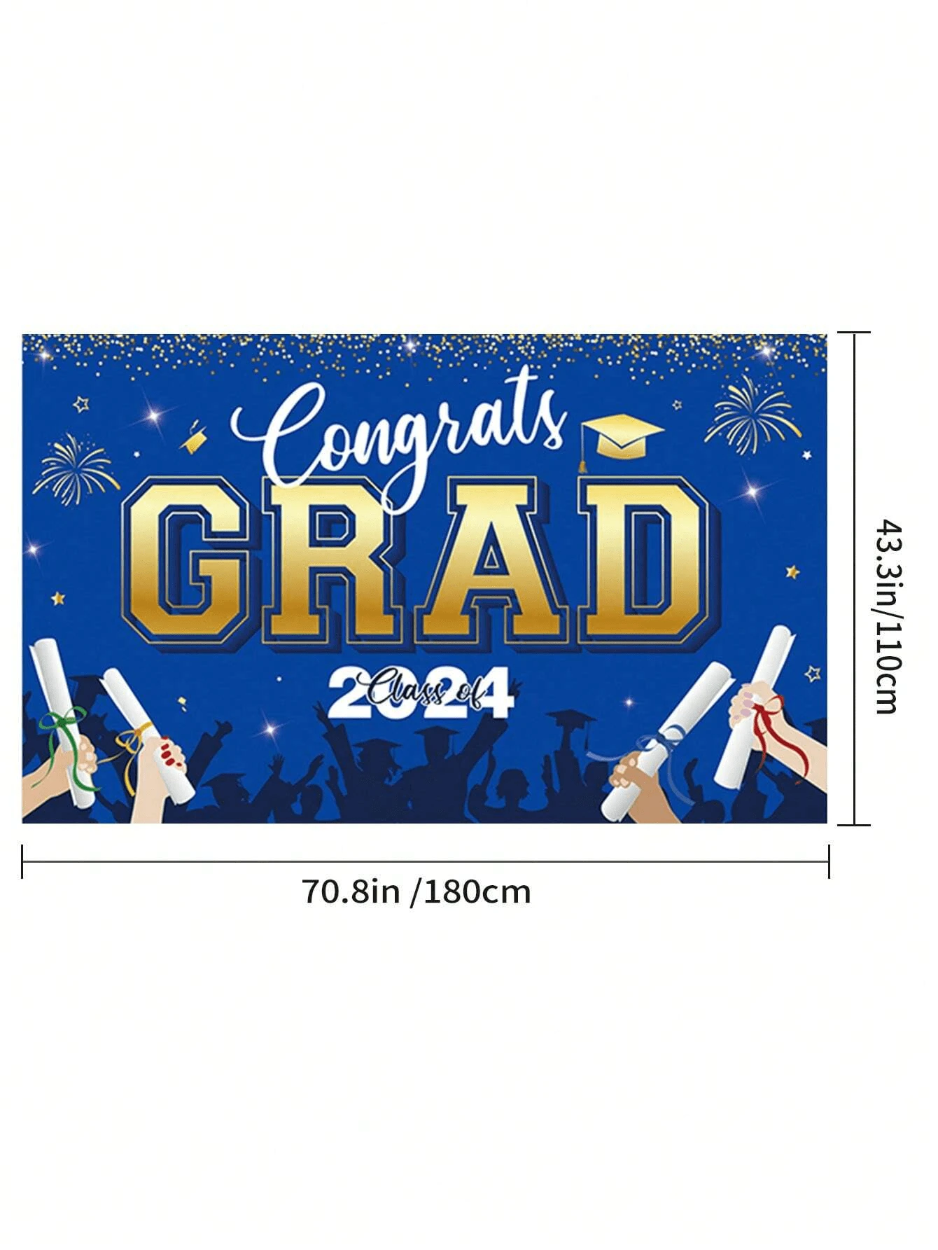 1pc,2024 Blue Graduation Season Party Decor Backdrop, Congratulation ...