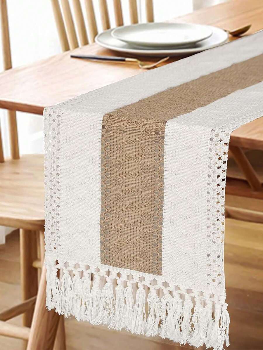 Boho Table Runner Macrame Table Runners For Home Decor Cream & Brown ...