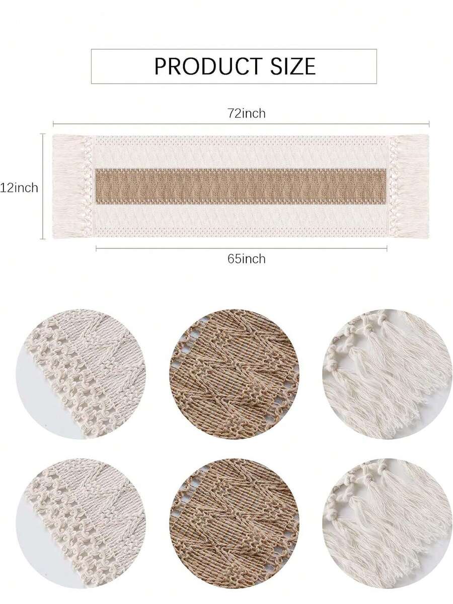 Boho Table Runner Macrame Table Runners For Home Decor Cream & Brown ...