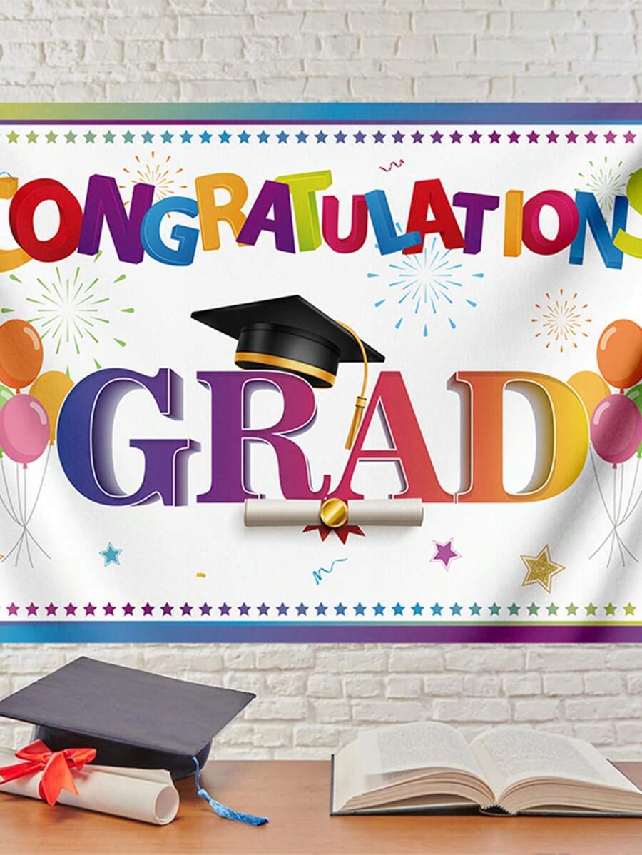 2024 Graduation Party Decoration White Style Backdrop Fabric Graduation ...