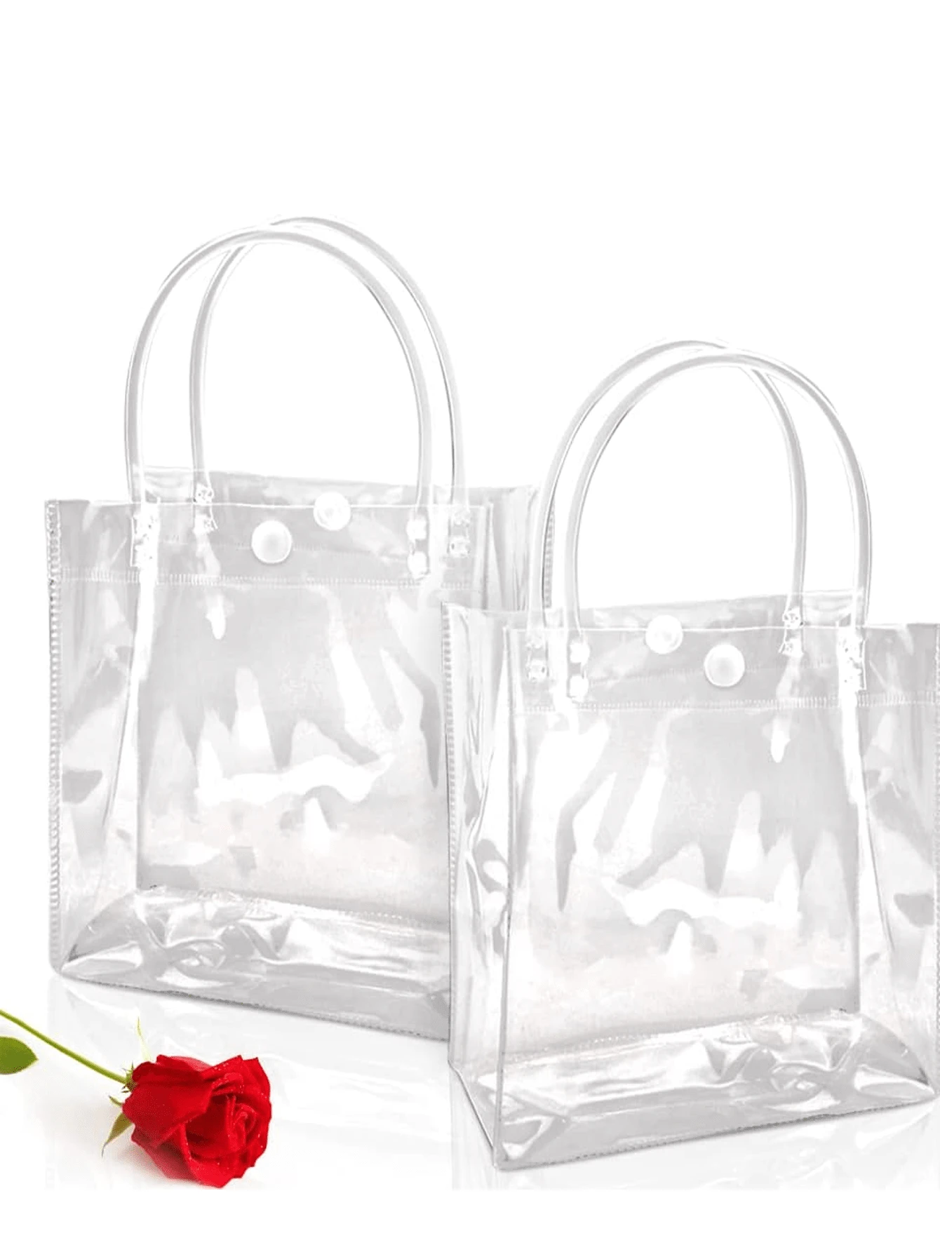 8pcs/Set Clear Plastic Gift Bags With Handle, Transparent Gift ...