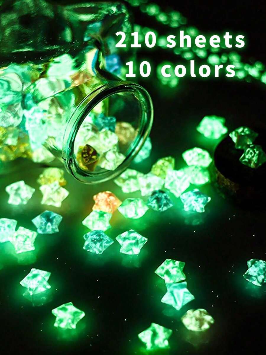 10 Colors 210 Sheets Luminous Star Origami Paper Star Paper Strip ...