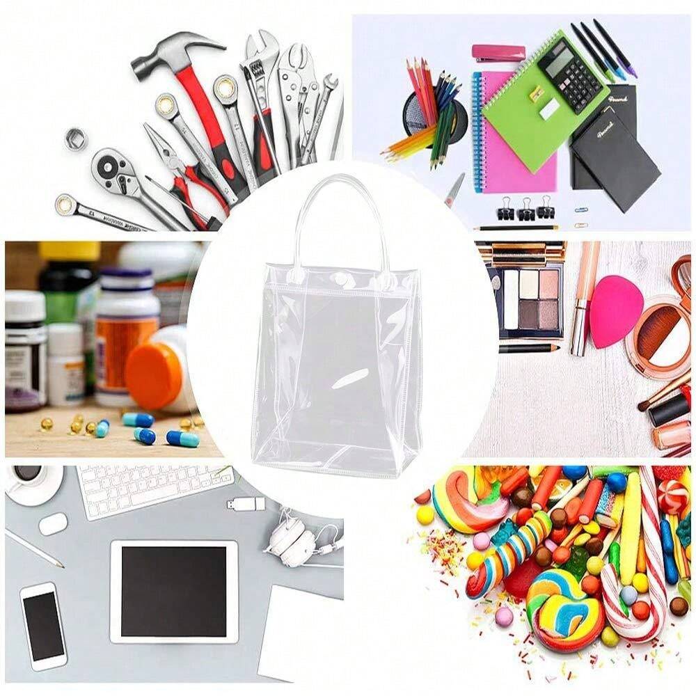 6 Stück klare PVC-Shopper Taschen, wiederverwendbare Geschenktaschen ...