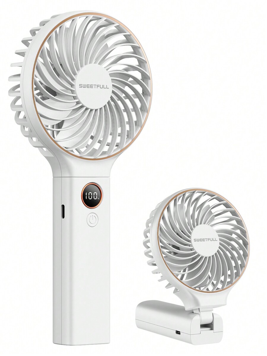 A Rechargeable And Foldable Handheld Fan With Digital Display. Quiet On ...
