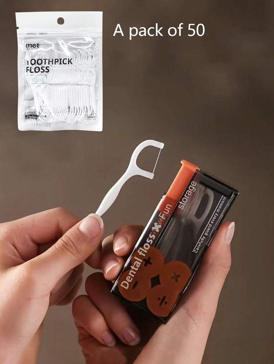 2pcs Dental Floss Holder With 50pcs Dental Floss, Portable Dental Floss ...