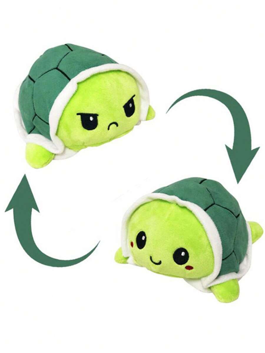 1pc Reversible Turtle Plush Doll With 2 Expressions, Interesting Doll ...