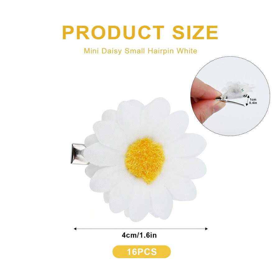 16 Pieces Daisy Hair Clips Small Flower Hairpin Mini Daisy Sunflower ...