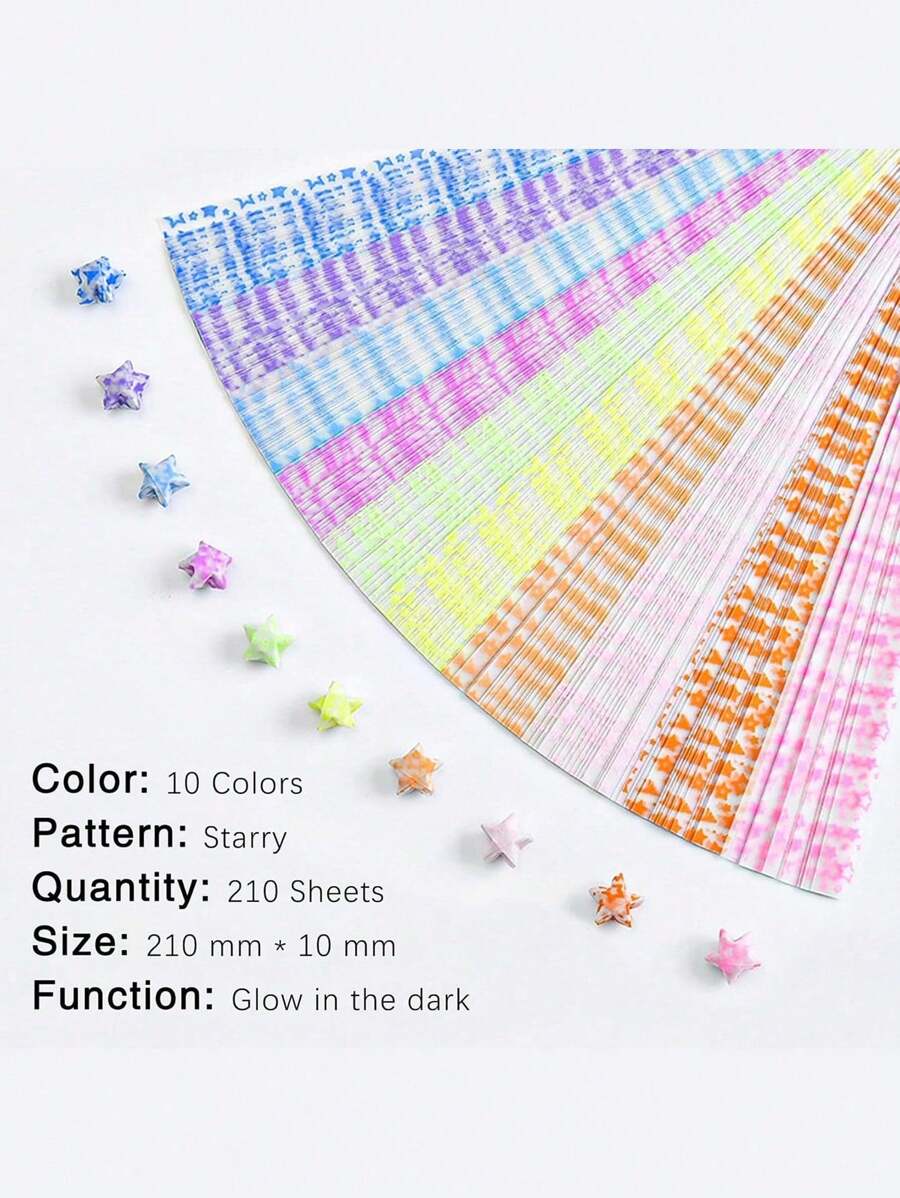 10 Colors 210 Sheets Luminous Star Origami Paper Star Paper Strip ...