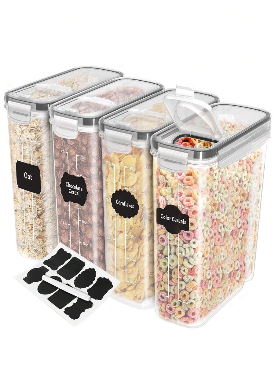 4PCS Cereal Containers Storage [4L/135.2 Oz], Airtight Food Storage ...