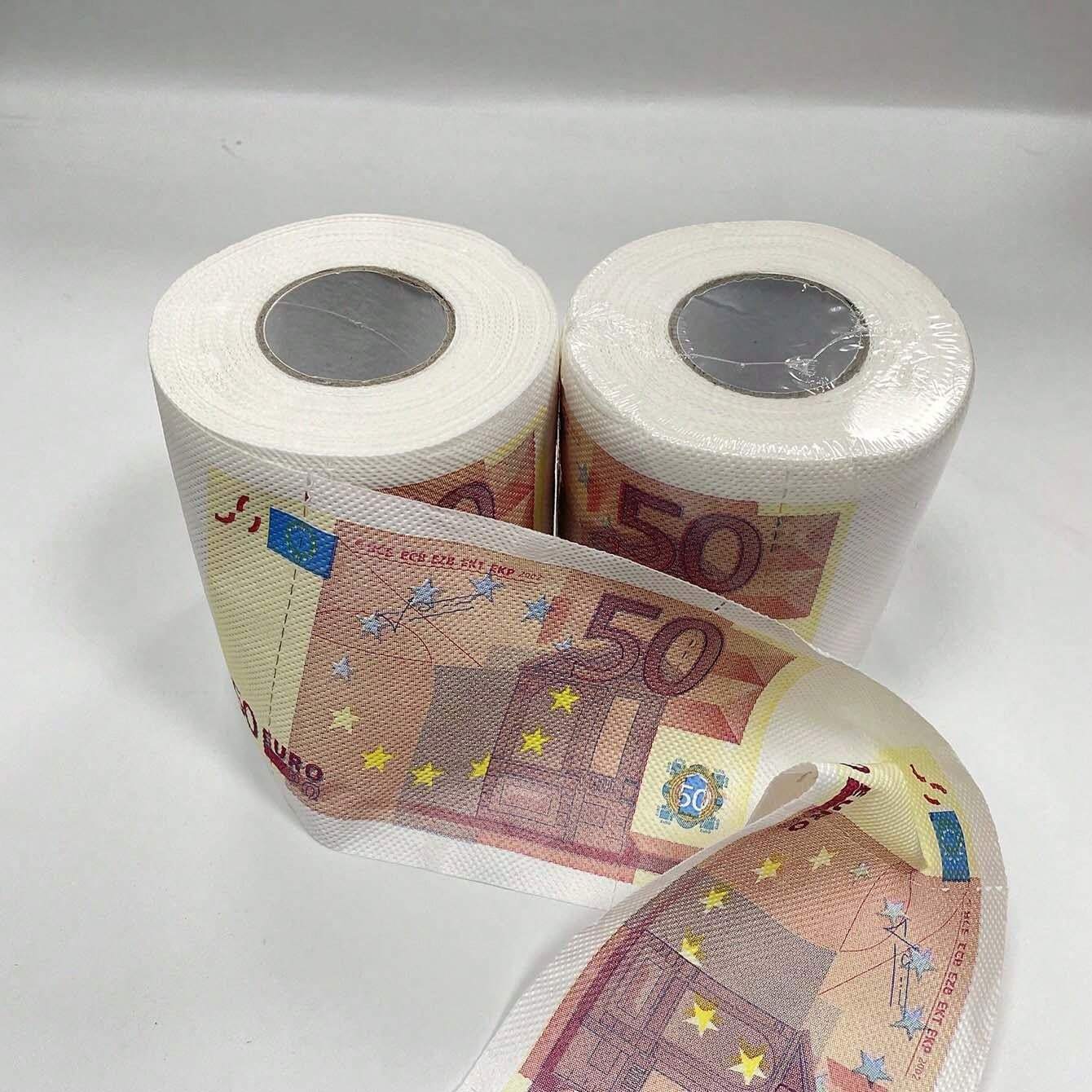 1 Roll, Funny Printed Toilet Paper Roll, 50 100 200 500 Euros 100 ...