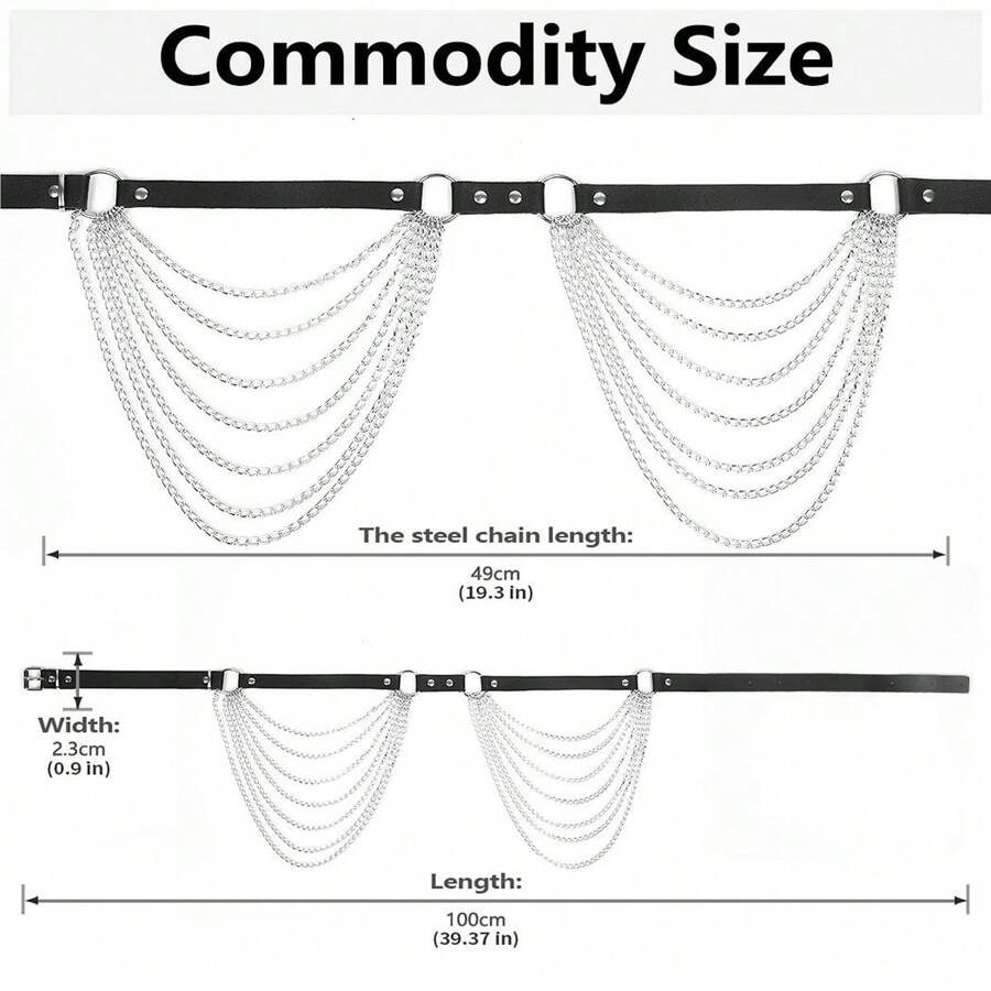 Victray Punk Waist Belt Chain Leather Body Chains Black Belly Chains ...