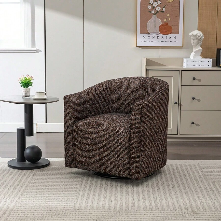 SEYNAR Mid-Century Modern Linen Upholstered 360 Degree Swiel Accent ...