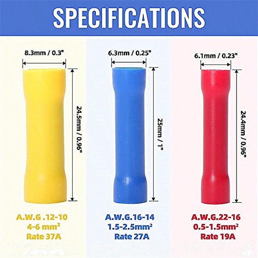 50pcs Mixed Color Full Insulated Long Type Appliance Connector, Two ...