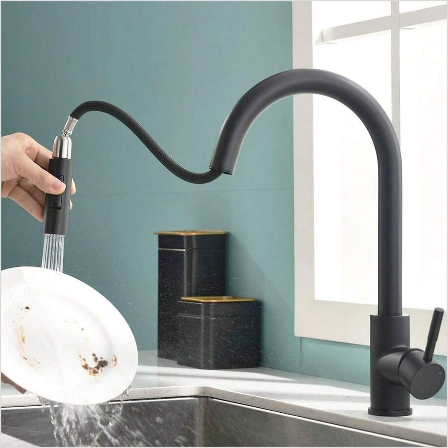 Touch Sensor Kitchen Sink Faucet Black Pull Down Sprayer Single Handle ...
