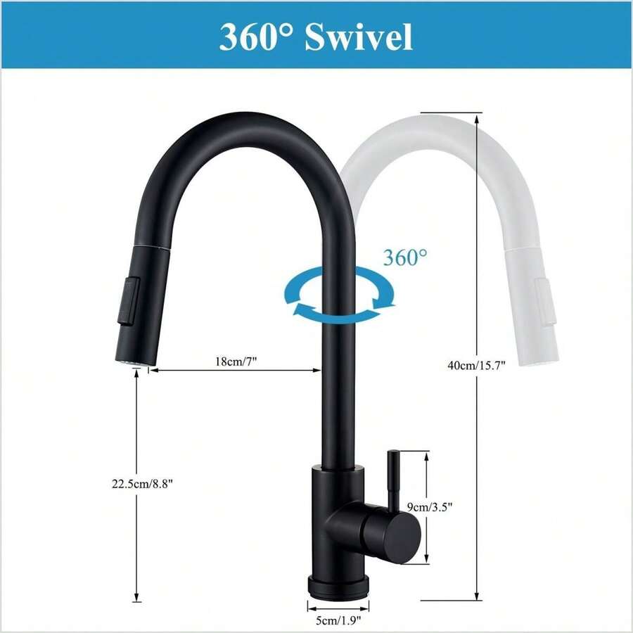 Touch Sensor Kitchen Sink Faucet Black Pull Down Sprayer Single Handle ...