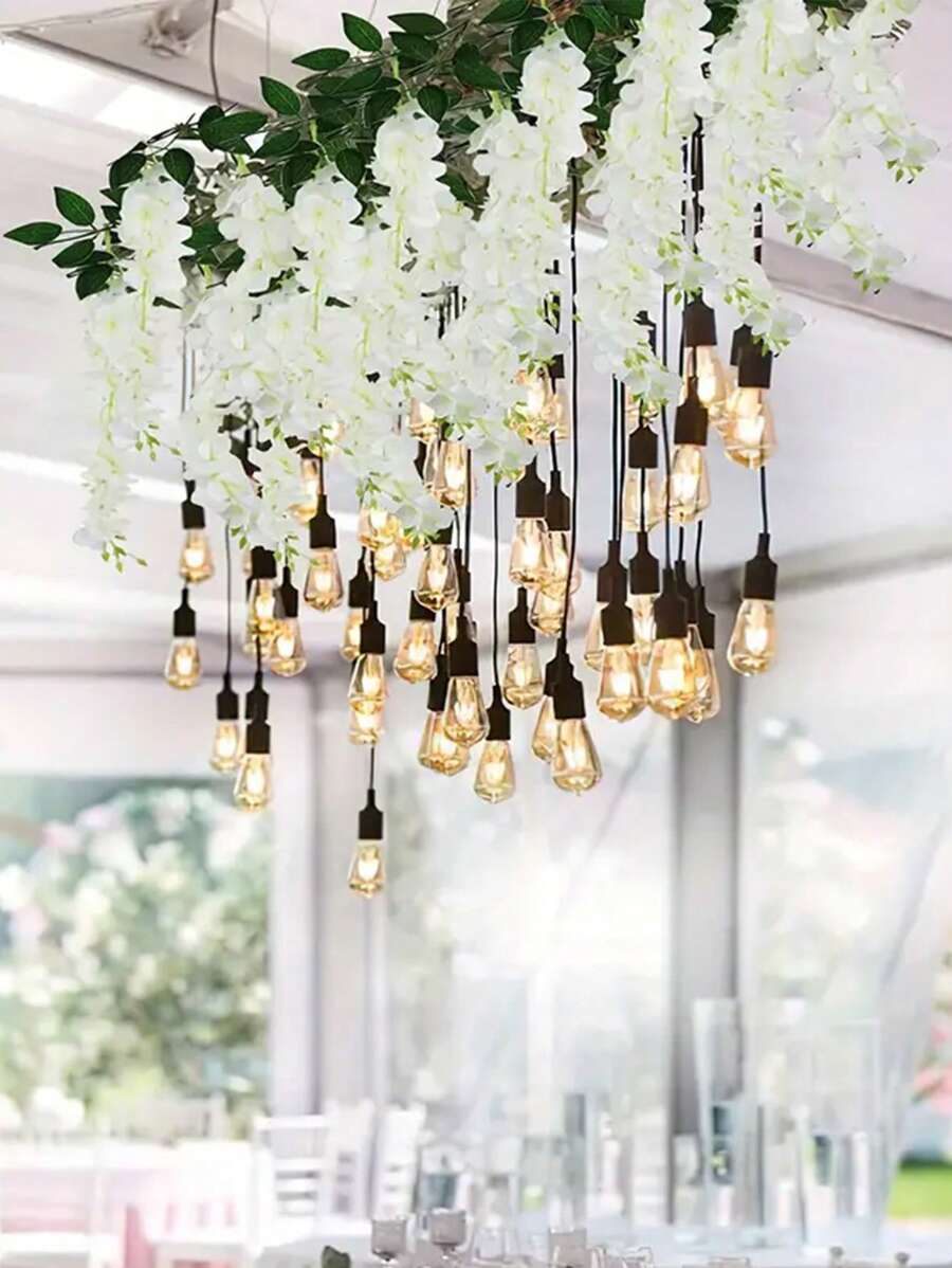 1 Strand White Artificial Wisteria Vine, 70 Inch Fake Wisteria Garland ...