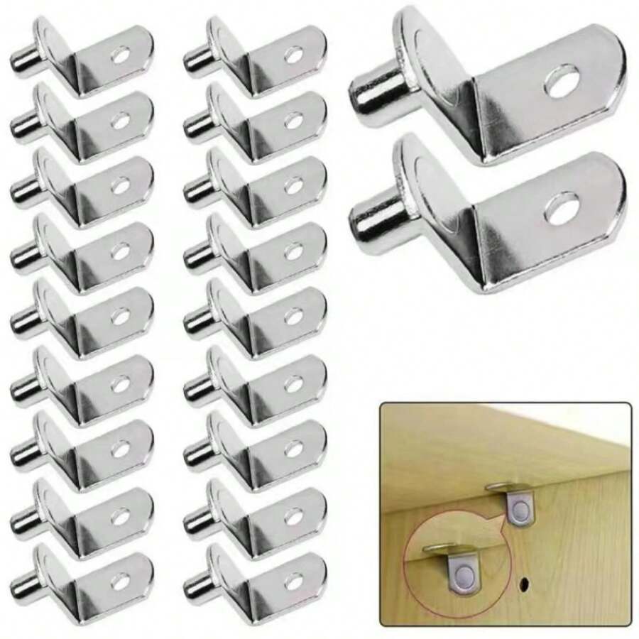 Shelf Support Pegs, Shelf Bracket Pegs With Hole,Nickel Plated L-Shaped Clips For Kitchen ...