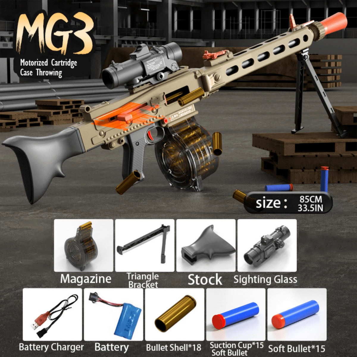 Mg3 Fusil jouet pistolet pistolet à balle molle fusil entièrement ...