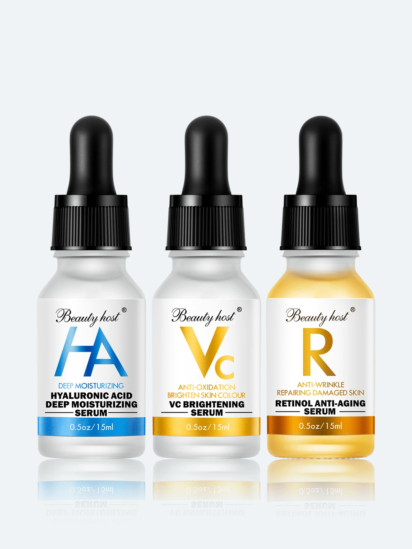 3-Piece Face Serum Set, Hyaluronic Acid Serum & Vitamin C Serum & Retinol Serum, Prevent ...