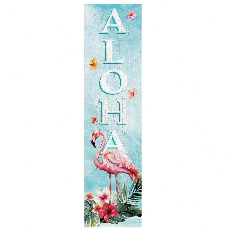 36in Aloha Welcome Porch Sign With Flamingo Pattern For Front Door ...
