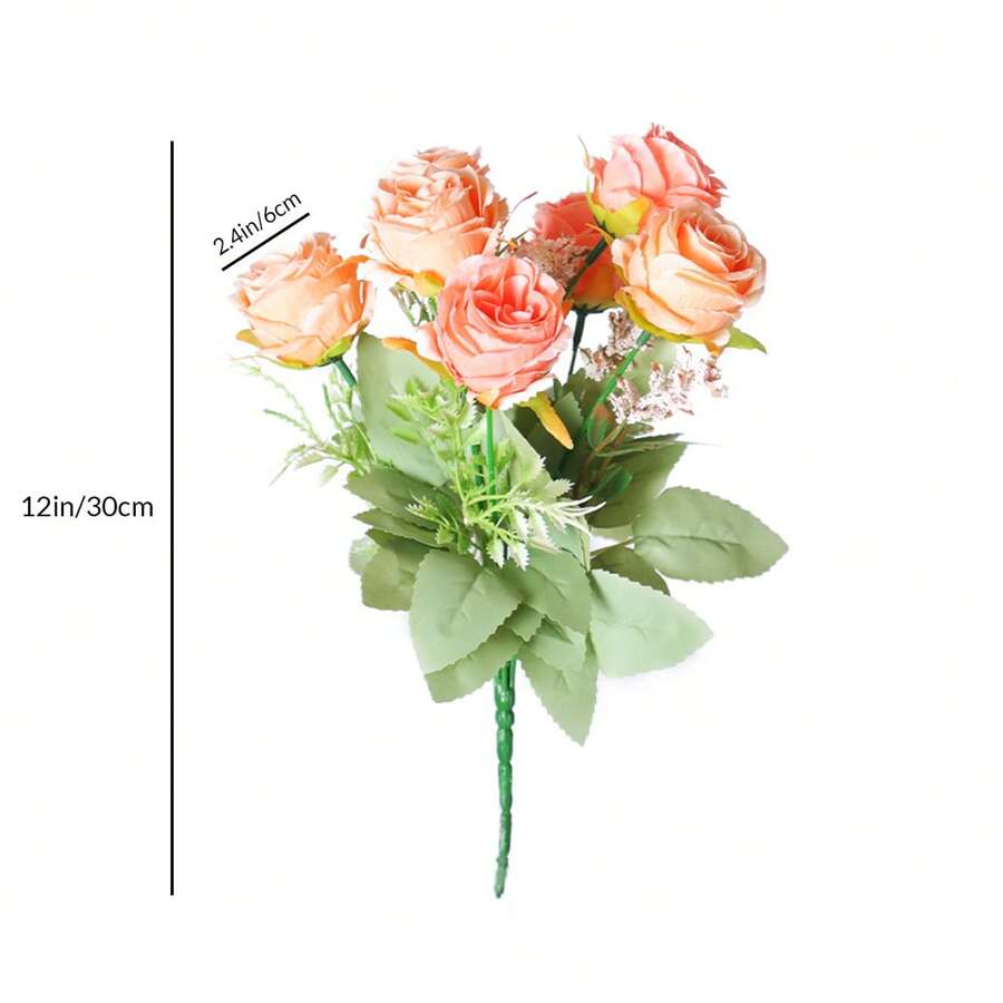 1 Pack Orange Artificial Flowers, Small Silk Rose Flowers For Home ...