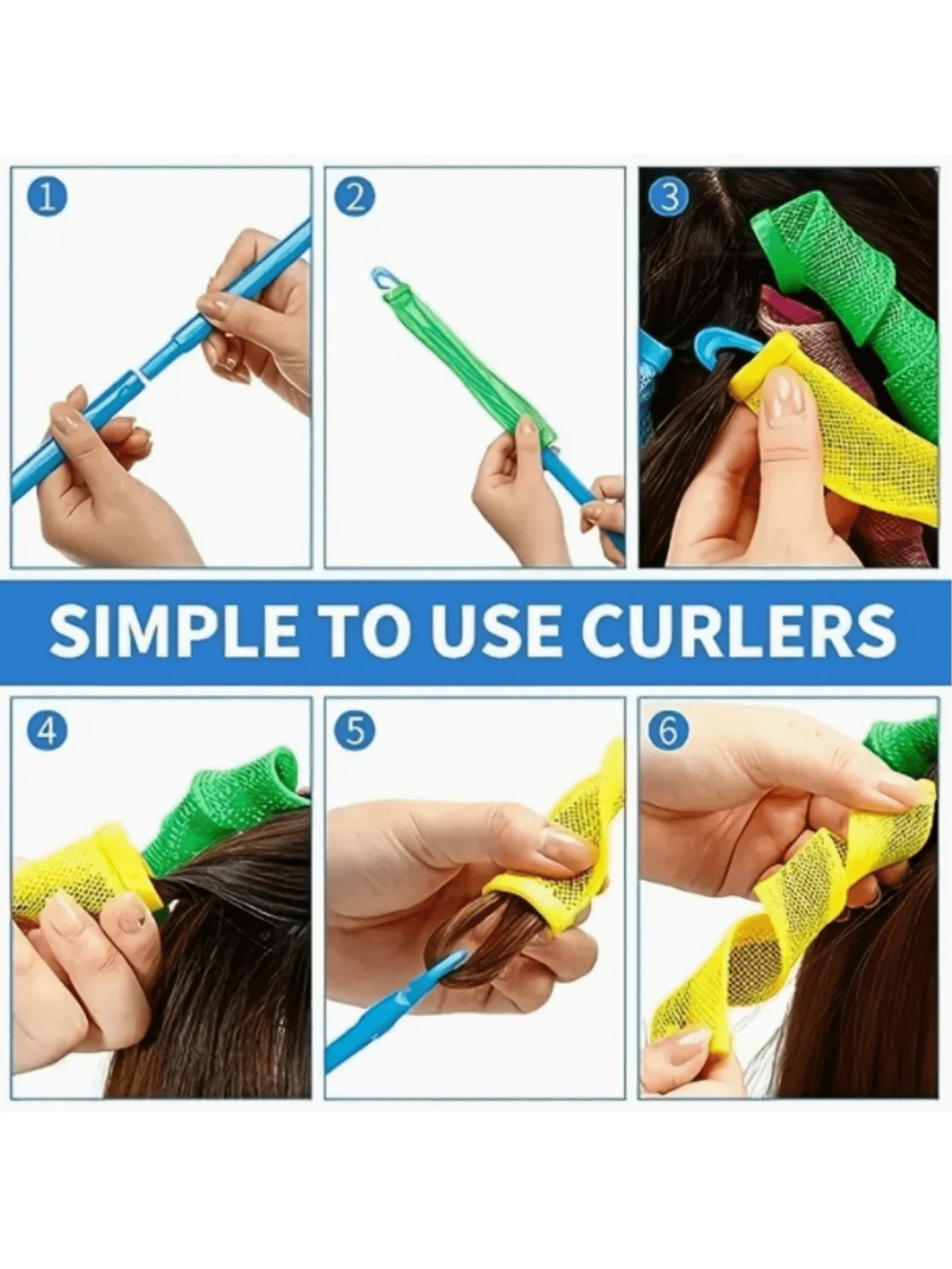 10 Pieces 30cm Magic Hair Curlers Heatless Curlers No Heat Spiral Curls ...