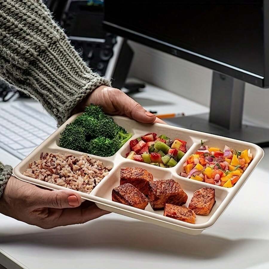 10/30/50pcs -Friendly Compostable Paper Plate Lunch Tray | 5 ...