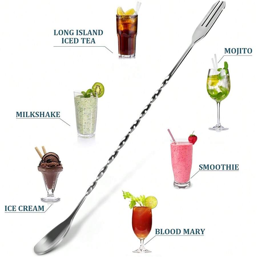 Bar Spoon Cocktail Mixing Spoon - 1pc Cocktail Spoon Long Handle 12.7 ...