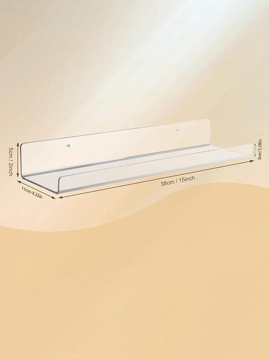 15-Inch Wall-Mounted Acrylic Floating Shelf, Ideal For Bathroom, Living ...