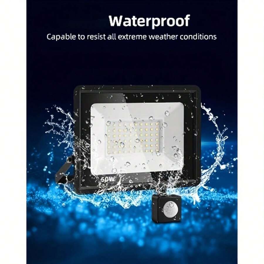 1 pieza 30W/50W/100W foco de inundación LED con sensor de movimiento, Super brillante 6500K de ...