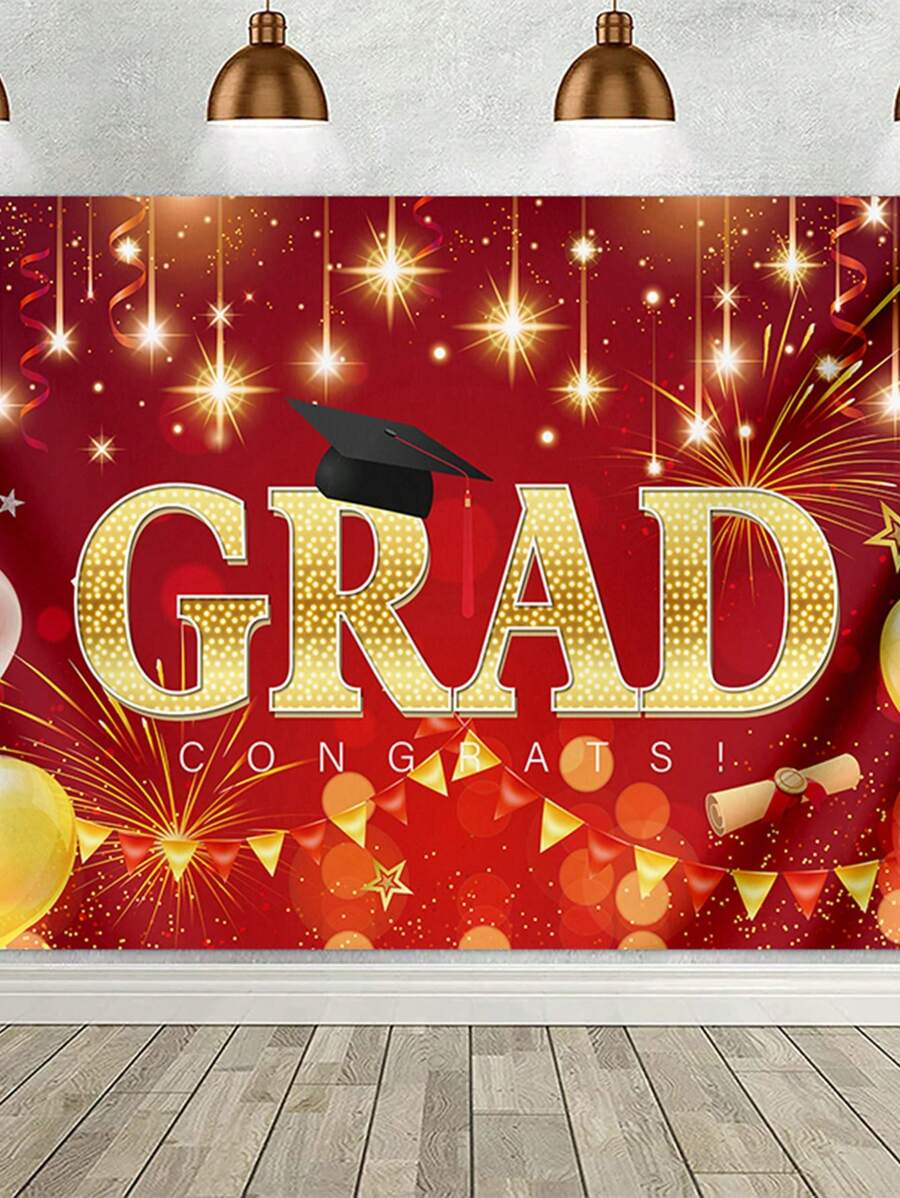 2024 Red And Gold Style Graduation Season Party Decoration Background ...