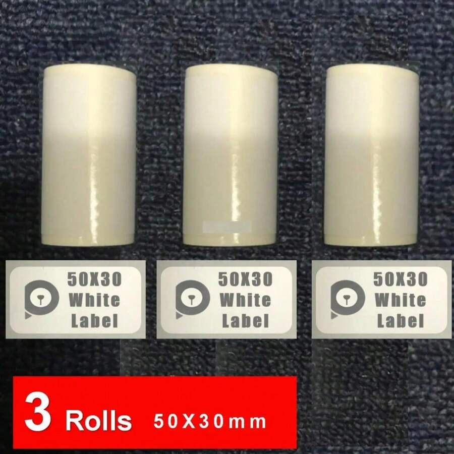 3 rollen 50x50mm Thermisch papier Zelfklevend Sticker Label Papier Foto ...