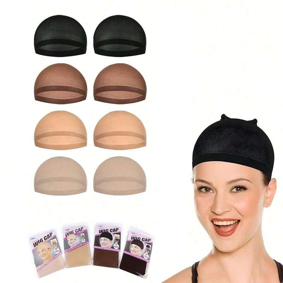 5 Packs Of 10 Elastic, Soft And Resilient Nylon Wig Caps For Women ...
