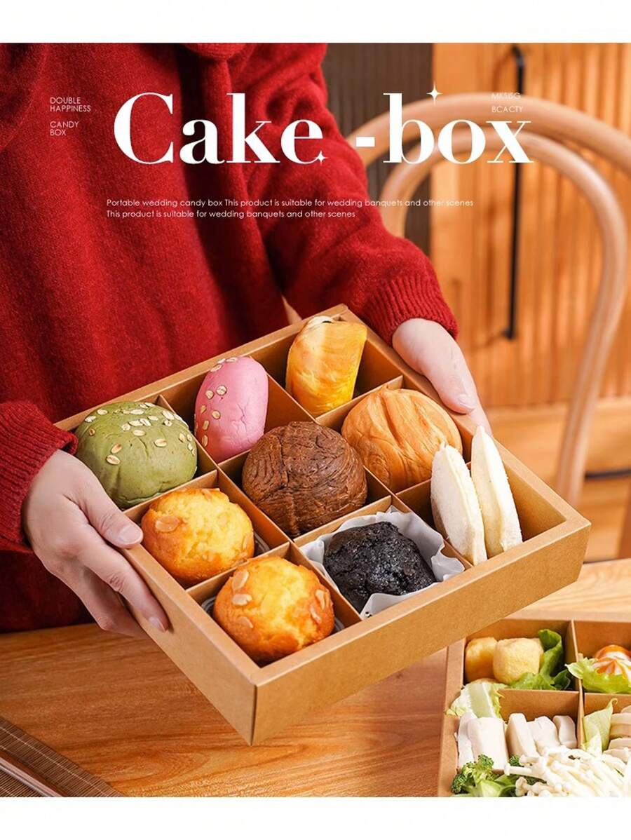 Caja de 1 pieza para postres de 9 rejillas, caja para pastel Puff Mochi ...