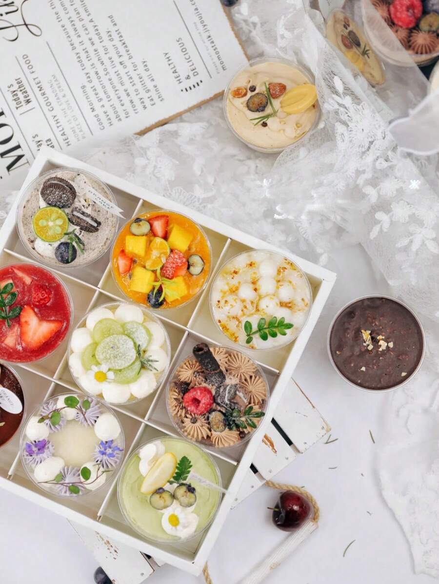 Caja de 1 pieza para postres de 9 rejillas, caja para pastel Puff Mochi ...