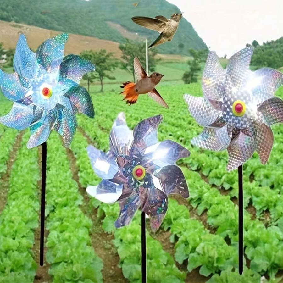 10-Pack Pre-Assembled Shiny Reflective Wind Wheels | Silver Bird Blind ...