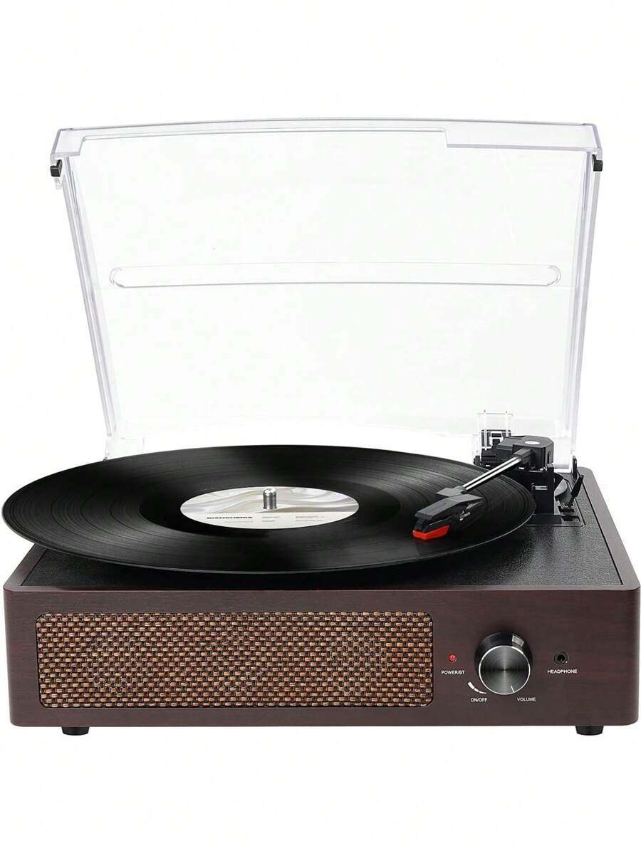 Mersoco Vinyl Record Player Bluetooth Belt-Driven 3-Speed Turntable, Vintage Retro Record ...