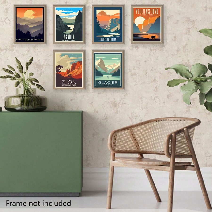 6 Frameless Vintage National Geographic Park Posters, Travel Art Prints ...