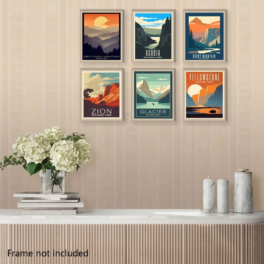 6 Frameless Vintage National Geographic Park Posters, Travel Art Prints ...