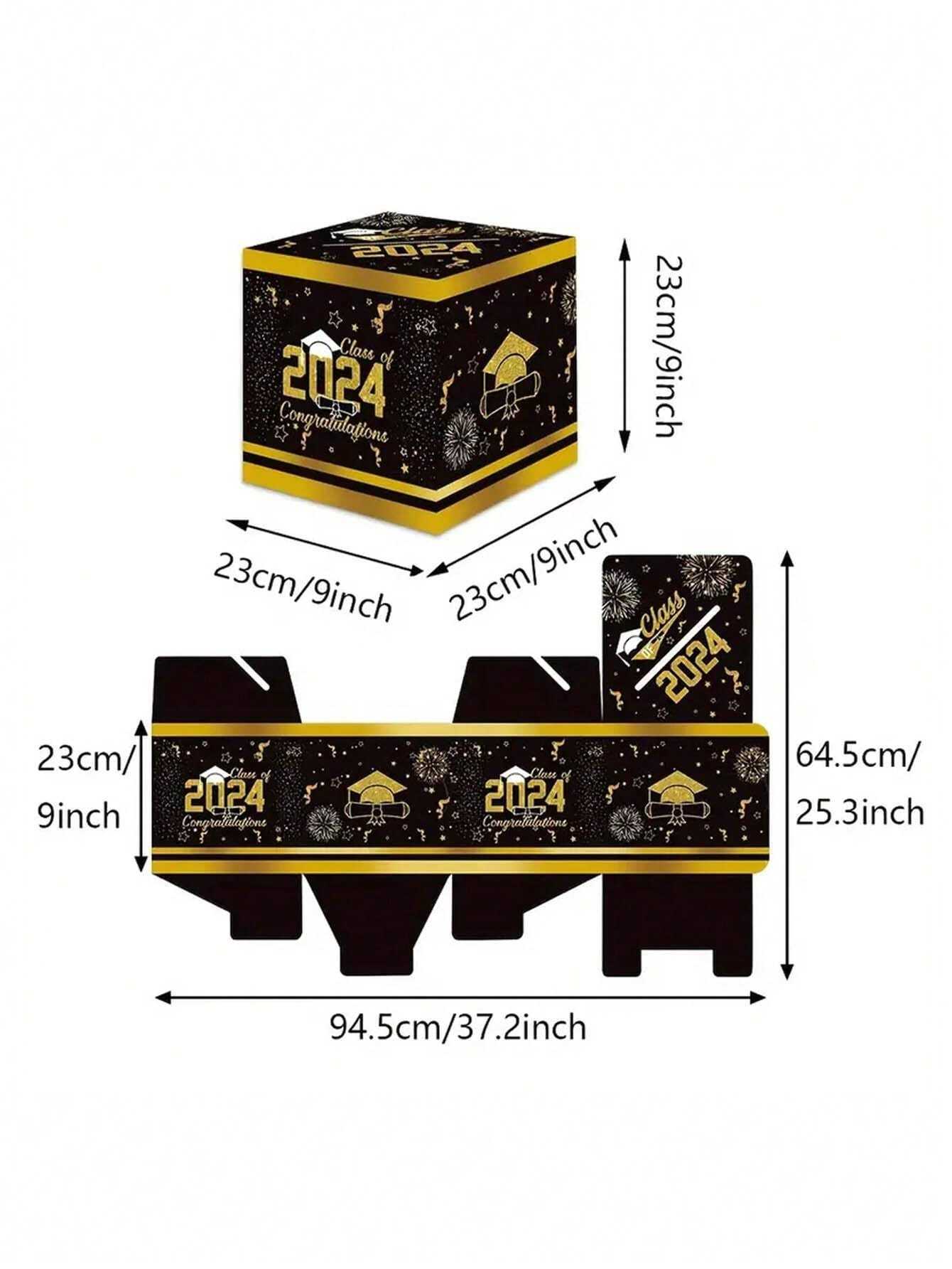 1pc Black Graduation Card Box, 2024 Graduation Ceremony Wish Card, Gift ...