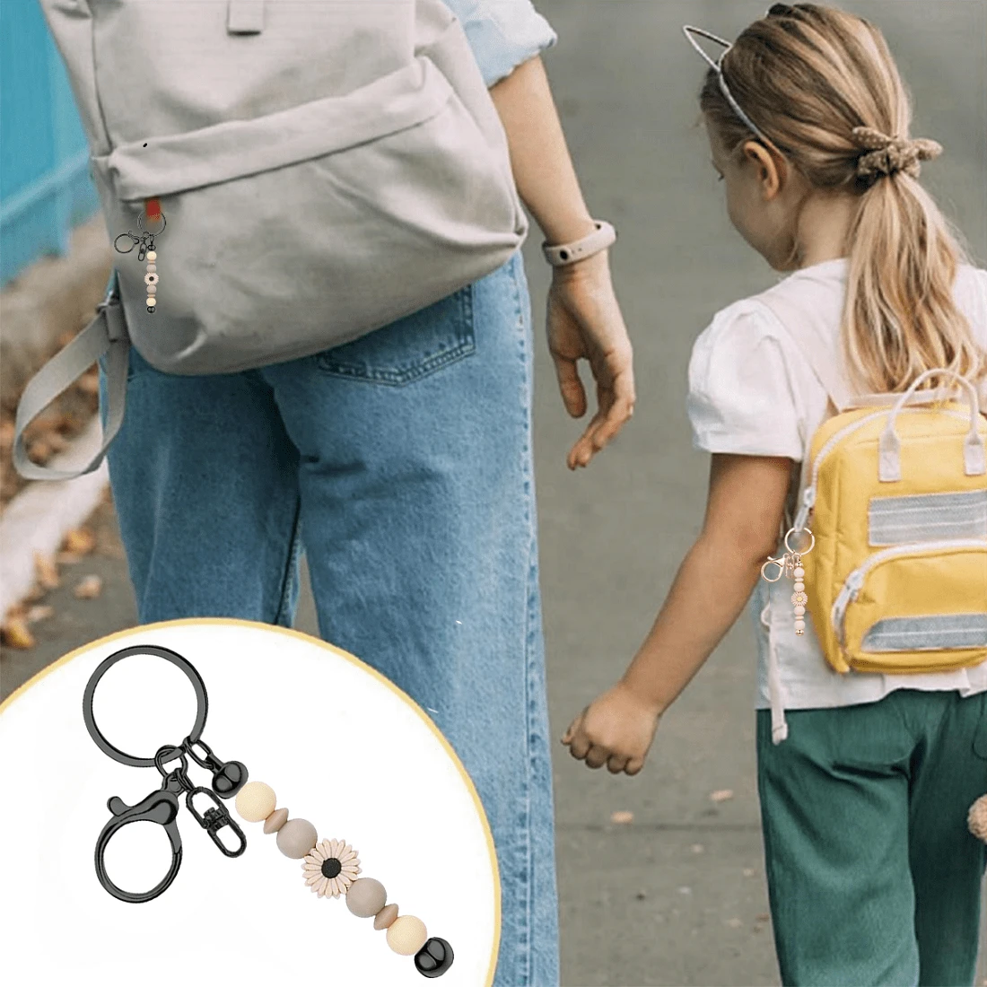 1/6/12/24/36 Beaded Keychain Strips, Alloy Blank Beaded Keychain DIY ...