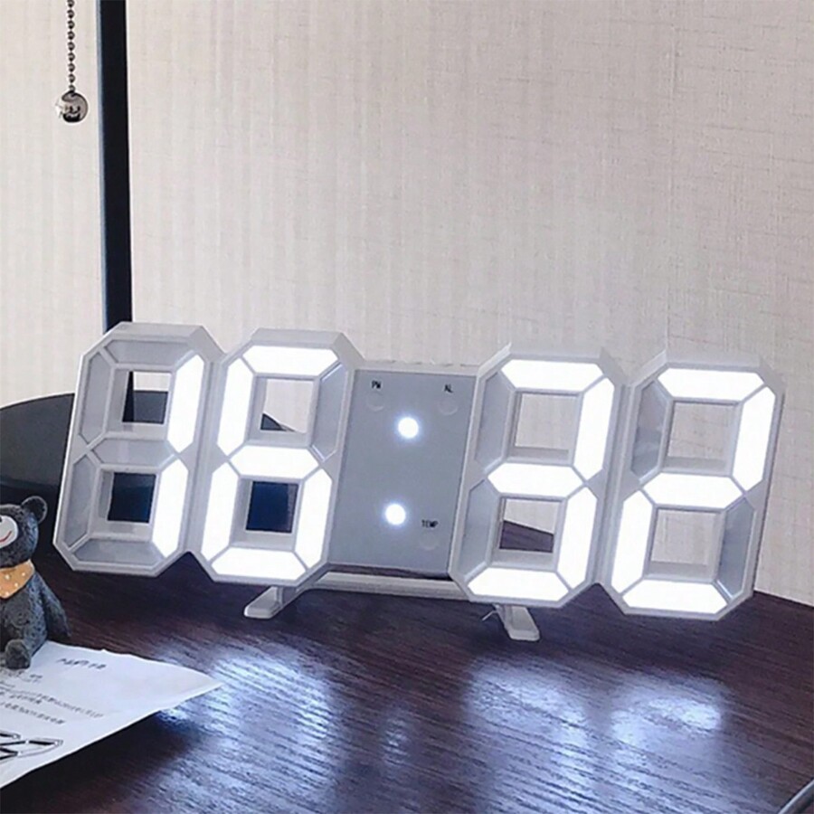 1pc 3d Night Light Digital Clock, Wall Mounted/Desk/Table Clock, Smart ...