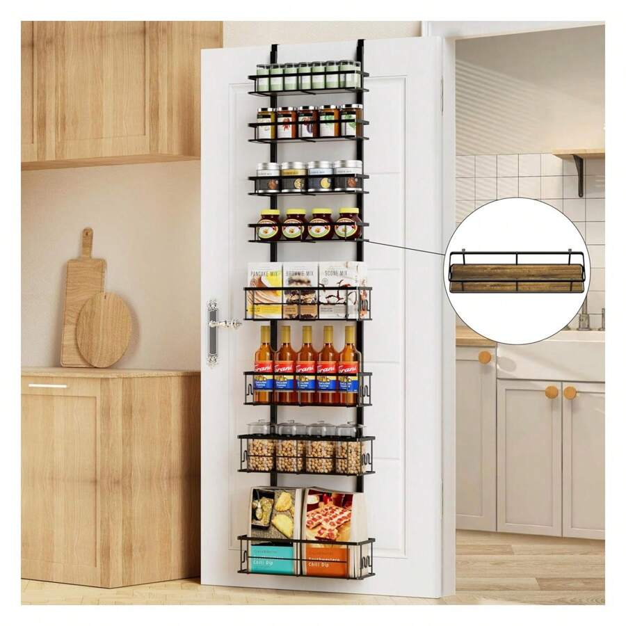Over The Door Spice Rack Organizer Pantry, 8-Tier Hanging Pantry Door ...