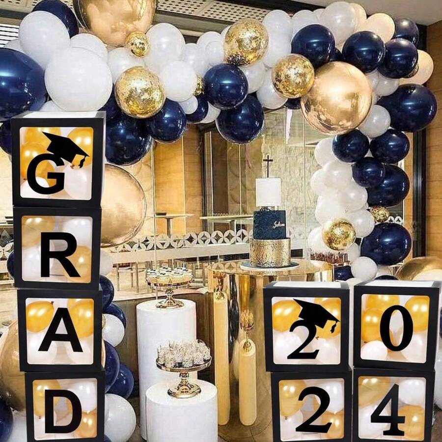 2024 Graduation Party Decorations Graduate Balloon Boxes 4 Pieces Black ...
