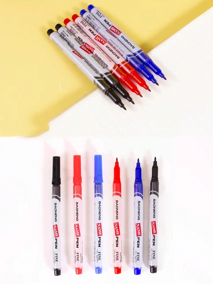 10pcs/Set 1.0mm Single-Head Marker Pens Non-Erasable Oil-Based Signing ...