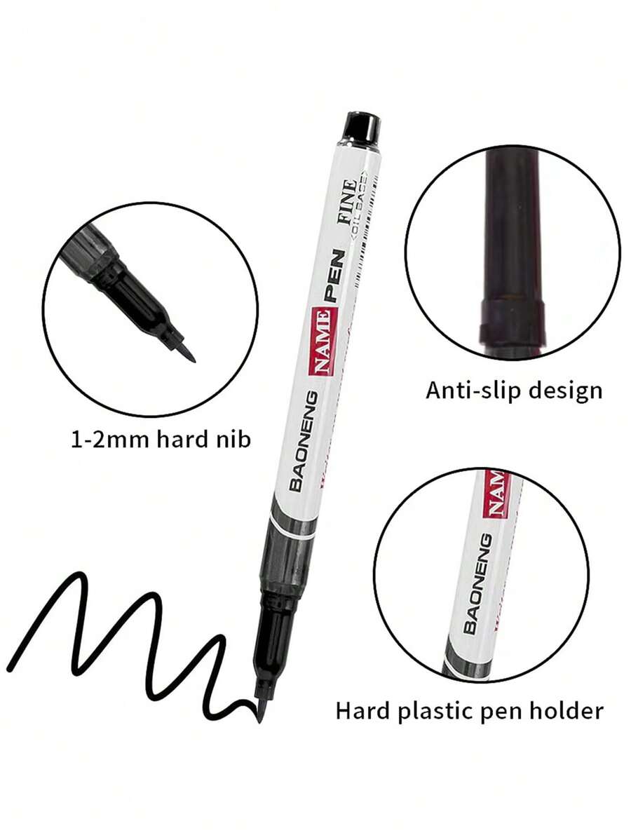 10pcs/Set 1.0mm Single-Head Marker Pens Non-Erasable Oil-Based Signing ...